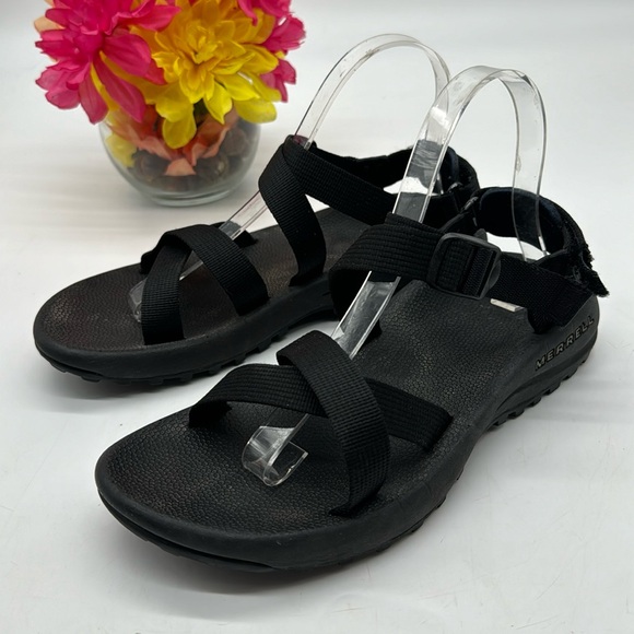 Merrell | Shoes | Merrell Black Criss Cross Sport Hiking Sandal Size 9 ...